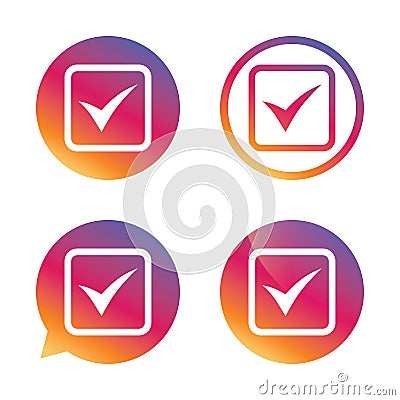 Check Mark Sign Icon. Yes Square Symbol. Vector Illustration ...