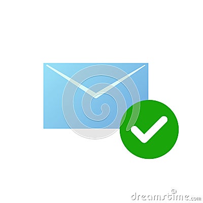 Check Message Icon. Email Symbol With Green Checked Icon Vector ...