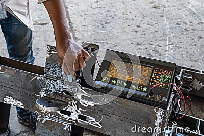 Checking Defect In Welded With Process Ultrasonic Testing UT Royalty ...