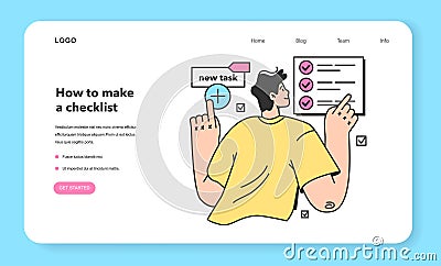 Checklist Making Concept. Character Planning The Daily Routine Cartoon ...