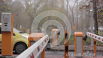 Checkpoint Three Posts. Automatic Road Barrier Gate Lifting Gate Opens ...
