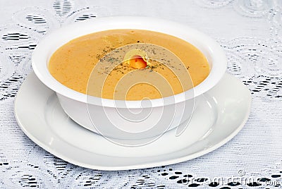 Cheddar Cheese Soup With Garnish Stock Images - Image: 12548444