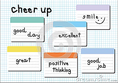 Cheer Up Wording Post It White Graph Background Vector Illustration ...