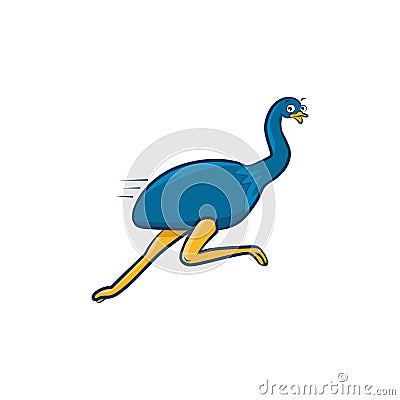 Blue Running Emu Cartoon Vector. | CartoonDealer.com #131651511