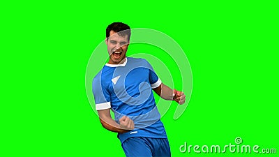 Cheerful Football Player Gesturing on Green Screen Stock Footage ...