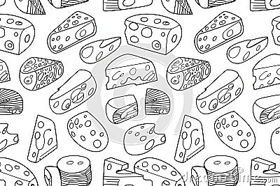 Cheese Seamless Patternseamless Cheese Pattern. Doodle Vector Pattern ...