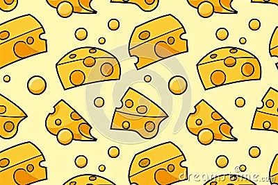 Cheese Seamless Patternseamless Cheese Pattern. Doodle Vector Pattern ...