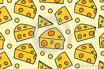 Cheese Seamless Patternseamless Cheese Pattern. Doodle Vector Pattern ...