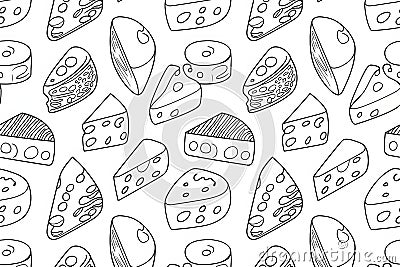 Cheese Seamless Patternseamless Cheese Pattern. Doodle Vector Pattern ...