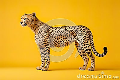Cheetah Full Body, Studio Shoot Concept On Yellow Solid Background ...