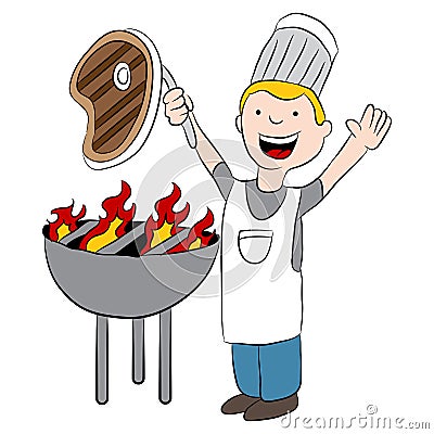 Chef Grilling Steak Stock Vector - Image: 56992955