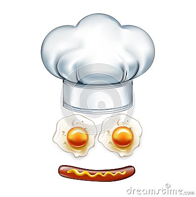 Chef Hat And Smiley Face Made Of Wurst And Eggs Vector Illustration ...