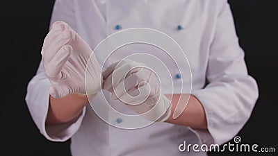 Chef Wears Rubber Gloves, Cooking Stock Video - Video of decoration ...