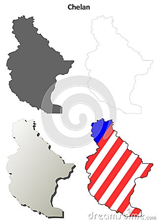 Chelan County, Washington Outline Map Set Vector Illustration ...