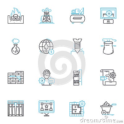 Chemical Engineering Linear Icons Set. Reactor, Catalyst, Polymer ...
