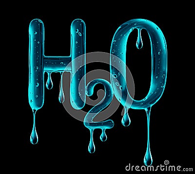Chemical Formula Of Water Made Of Viscous Liquid On Black Royalty-Free ...