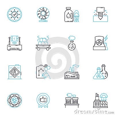Chemical Processing Linear Icons Set. Synthesis, Reactor, Distillation ...