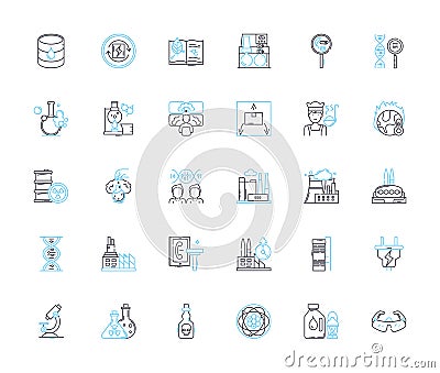 Chemical Processing Linear Icons Set. Synthesis, Reactor, Distillation ...