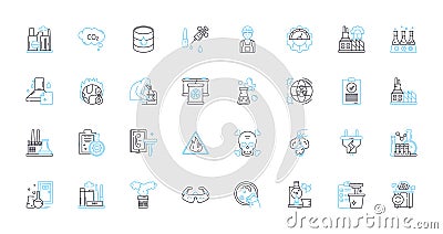 Chemical Production Linear Icons Set. Synthesis, Polymerization ...