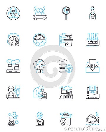 Chemical Production Linear Icons Set. Synthesis, Polymerization ...