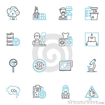 Chemical Production Linear Icons Set. Synthesis, Polymerization ...