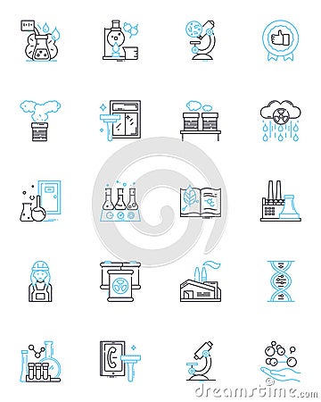 Chemical Synthesis Linear Icons Set. Reaction, Compound, Mixture ...