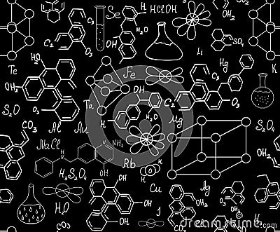 Chemistry Vector Seamless Pattern With With Molecular Combinations ...