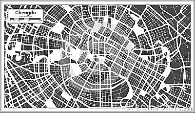 Chengdu China City Map In Retro Style. Outline Map Cartoon Vector ...