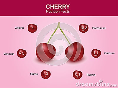 Cherry Nutrition Facts, Cherry Fruit With Information, Cherry Vector ...