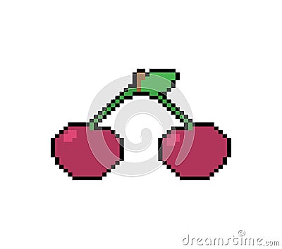 Cherry Pixel Art. Cherries 8 Bit. Pixelated Vector Illustration | CartoonDealer.com #270822269