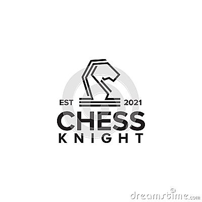 Chess Knight Logo With Monoline Design Vector Illustration ...