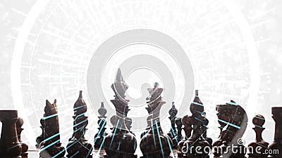 Chess Pieces on the Board on a White Background Move into the Distance ...