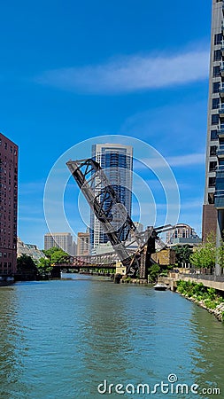 Chicago River Raised Drawbridge With Tower Stock Image | CartoonDealer ...