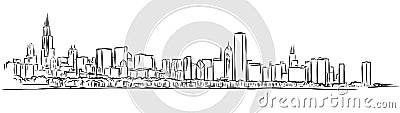 Chicago Skyline Outline Sketch Stock Illustration - Image: 71908052