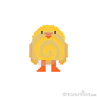 Chick Pixel Art. Little Chicken 8 Bit Vector Illustration ...