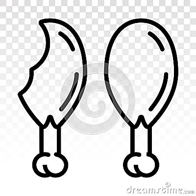 Chicken Drumstick / Chicken Thighs - Line Art Icon On A Transparent ...