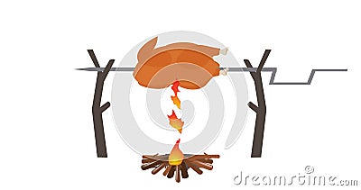Chicken on a Spit. Fried Chicken 4K Cartoon Animation. Stock Video ...