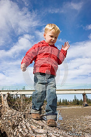 Child Balancing On Log Royalty-Free Stock Photo | CartoonDealer.com ...