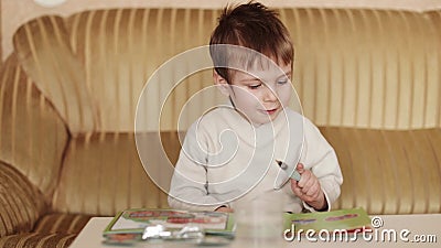 Child Boy Draws with a Water Marker Stock Video - Video of caucasian ...