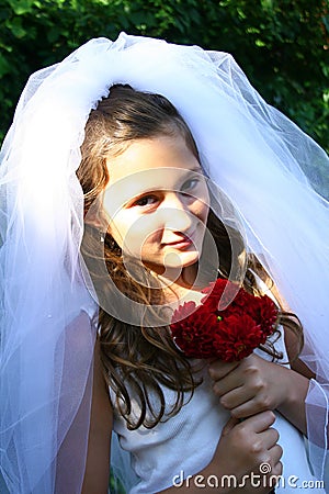 Child Dressing Up As Bride Stock Photo - Image: 6542530