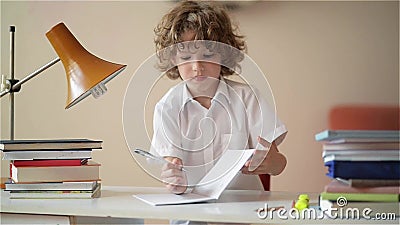 A Child of Primary School Age Do Homework. Boy Did Homework and Went ...
