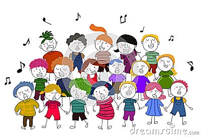 Children Choir Singing Illustration Stock Vector - Image: 45031429