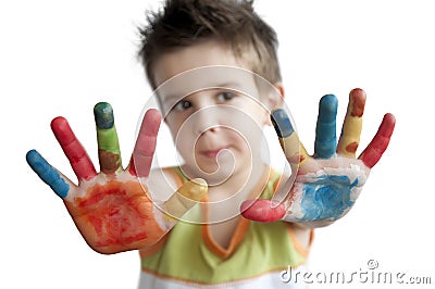 Children Colored Hands. Little Boy Hands. Royalty-Free Stock Photo ...