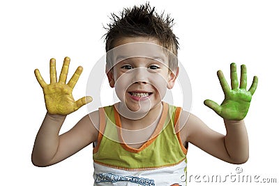 Children Colored Hands. Little Boy Hands. Stock Photography ...