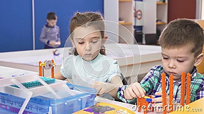 Children Creating Robots at School, Stem Education. Early Development ...