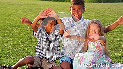 Children Fun Waving Their Hands. Stock Video - Video of child, colorful ...