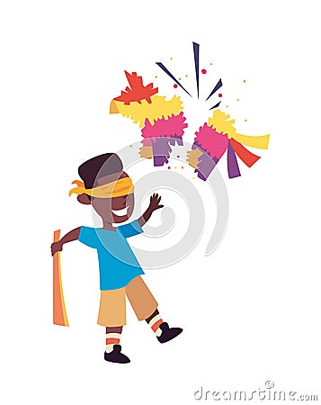 Children Hitting Pinata Birthday Party Cartoon Vector | CartoonDealer ...