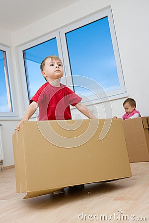 Children Playing With Boxes Royalty Free Stock Photography - Image: 6378077
