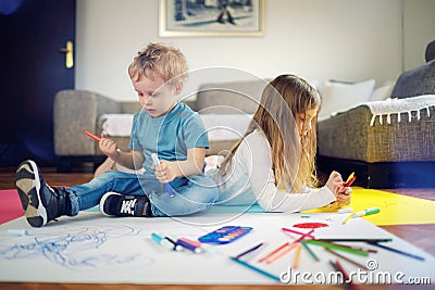 Children Are Playing And Drawing. Stock Image | CartoonDealer.com ...