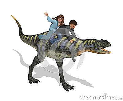 Children Riding A Dinosaur Stock Images - Image: 12451764